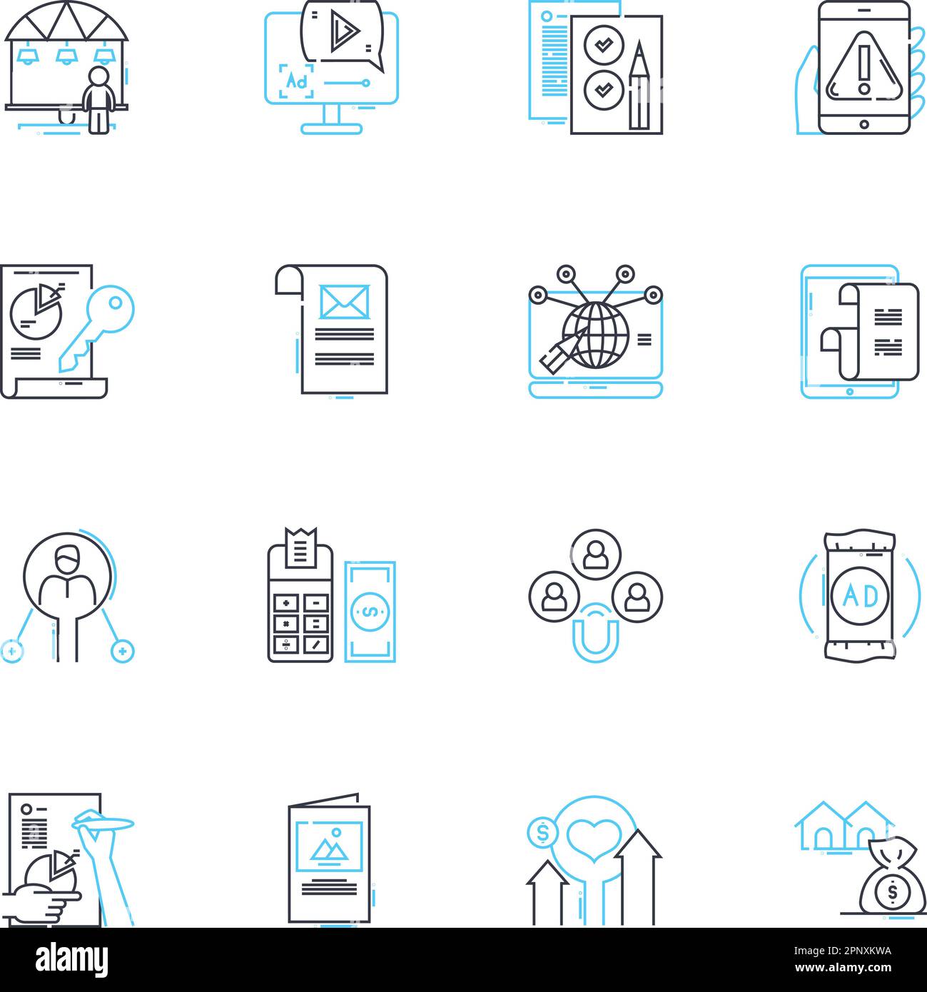 Promotion linear icons set. Advertising, Branding, Campaign, Coupon ...