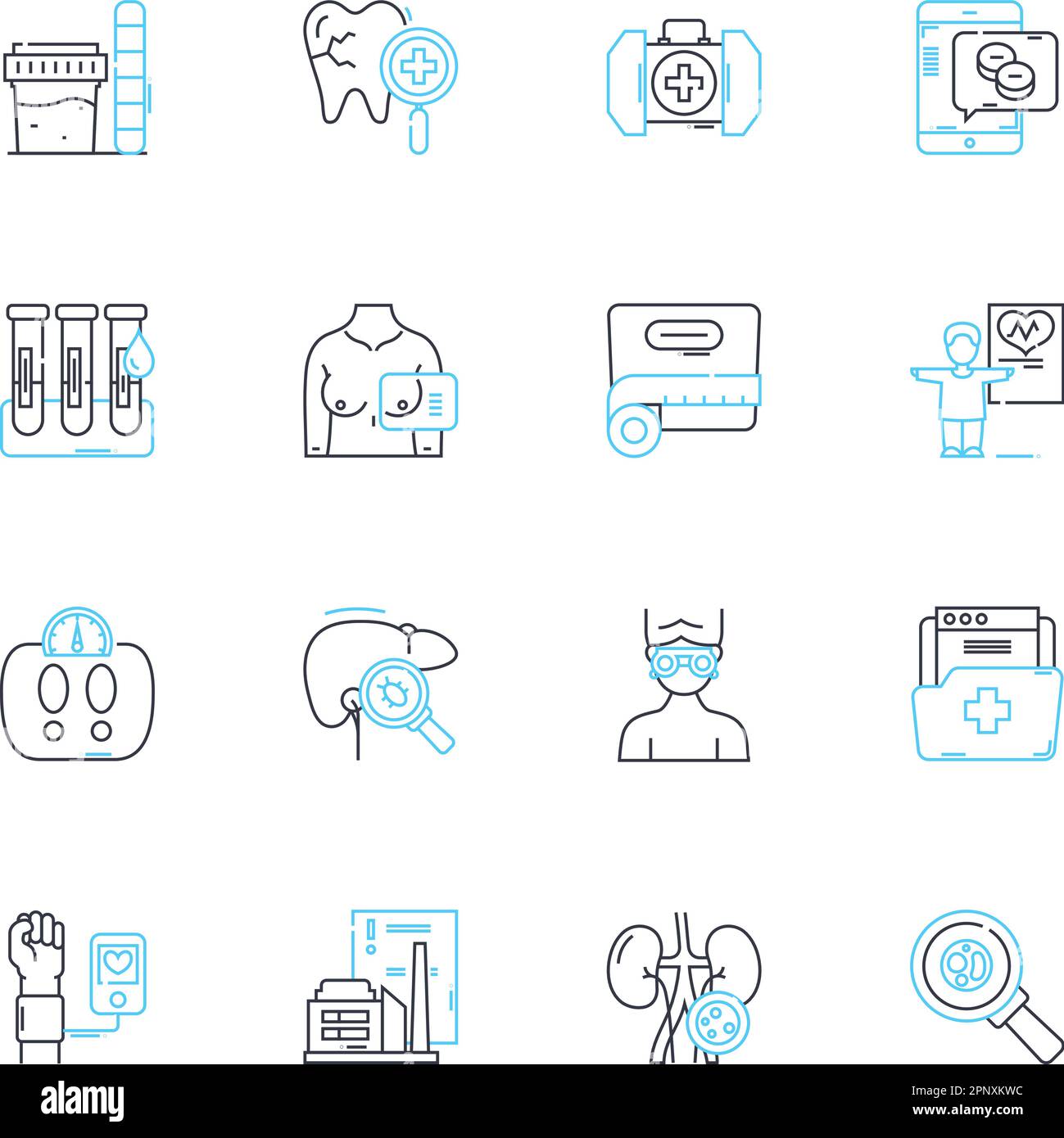 Health industry linear icons set. Wellness, Fitness, Nutrition ...