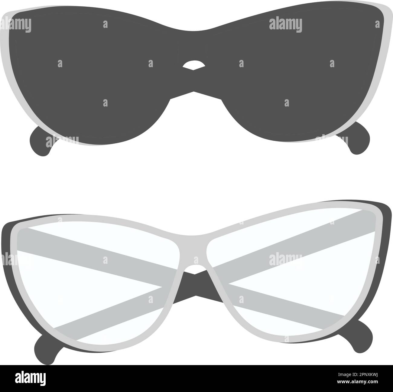 Set of 2 Abstract image of glasses with dark and clear lenses in ...