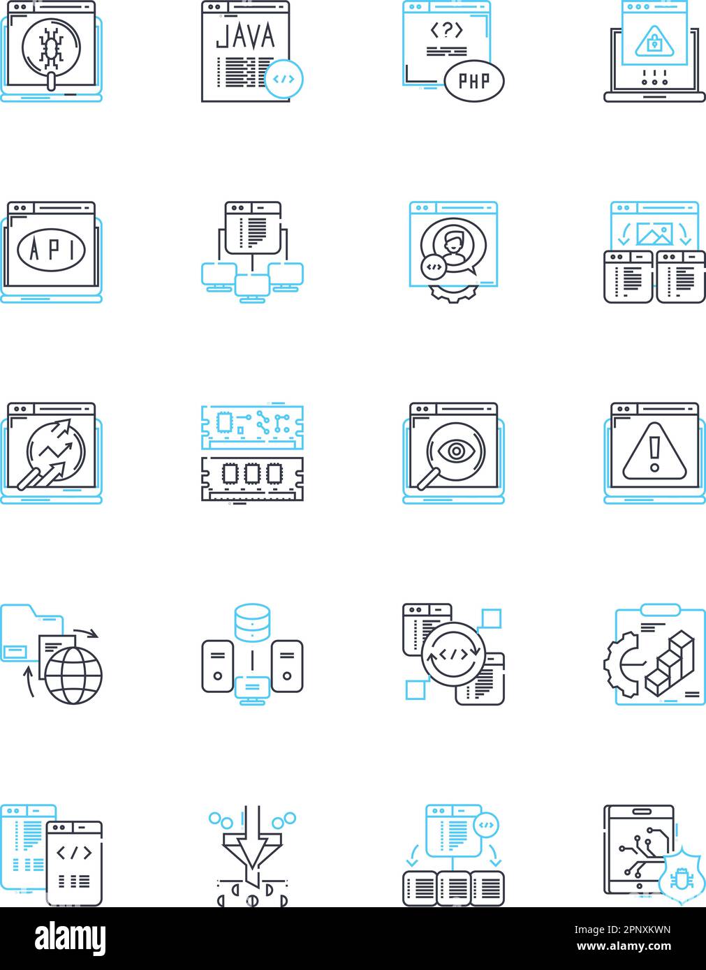 Information innovation linear icons set. Disruption, Advancement, Progress, Revolution ...