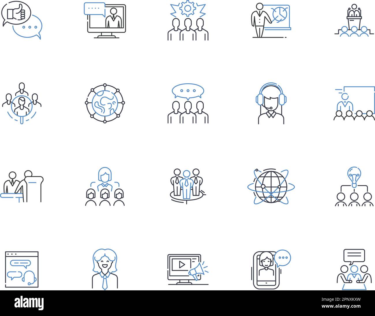 Outreach group line icons collection. Community, Collaboration, Empower, Advocacy, Unity ...