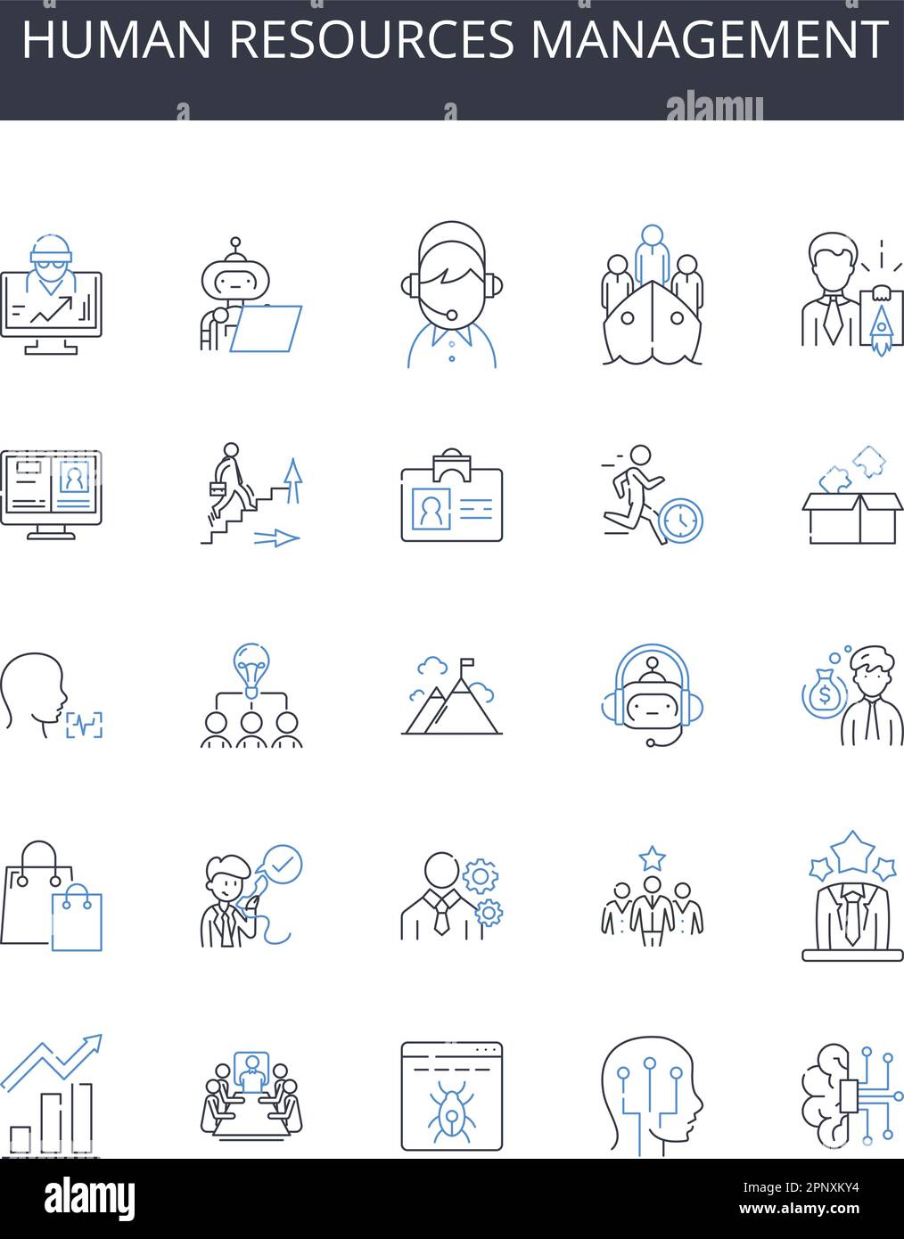 Human resources management line icons collection. Investments ...