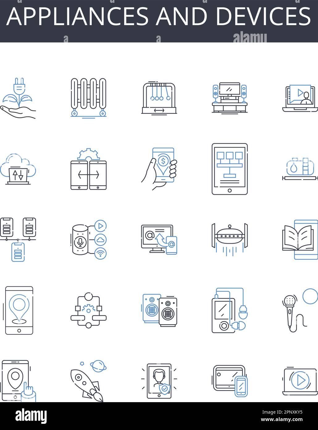 Appliances and devices line icons collection. Tools and gadgets, Items ...