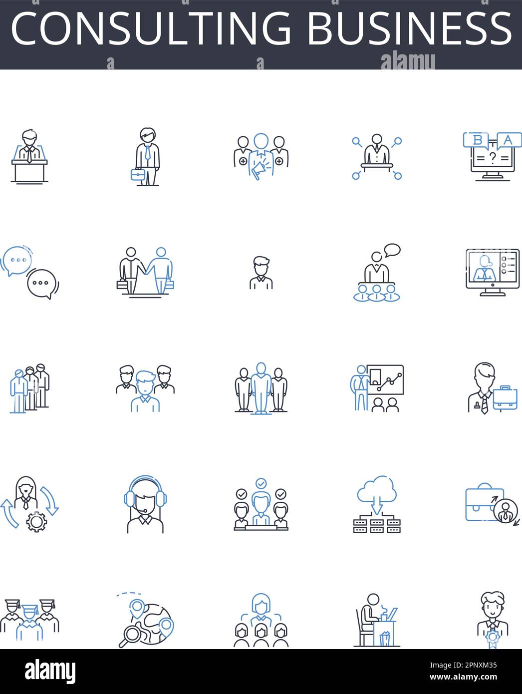 Consulting business line icons collection. Accounting firm, Advertising ...