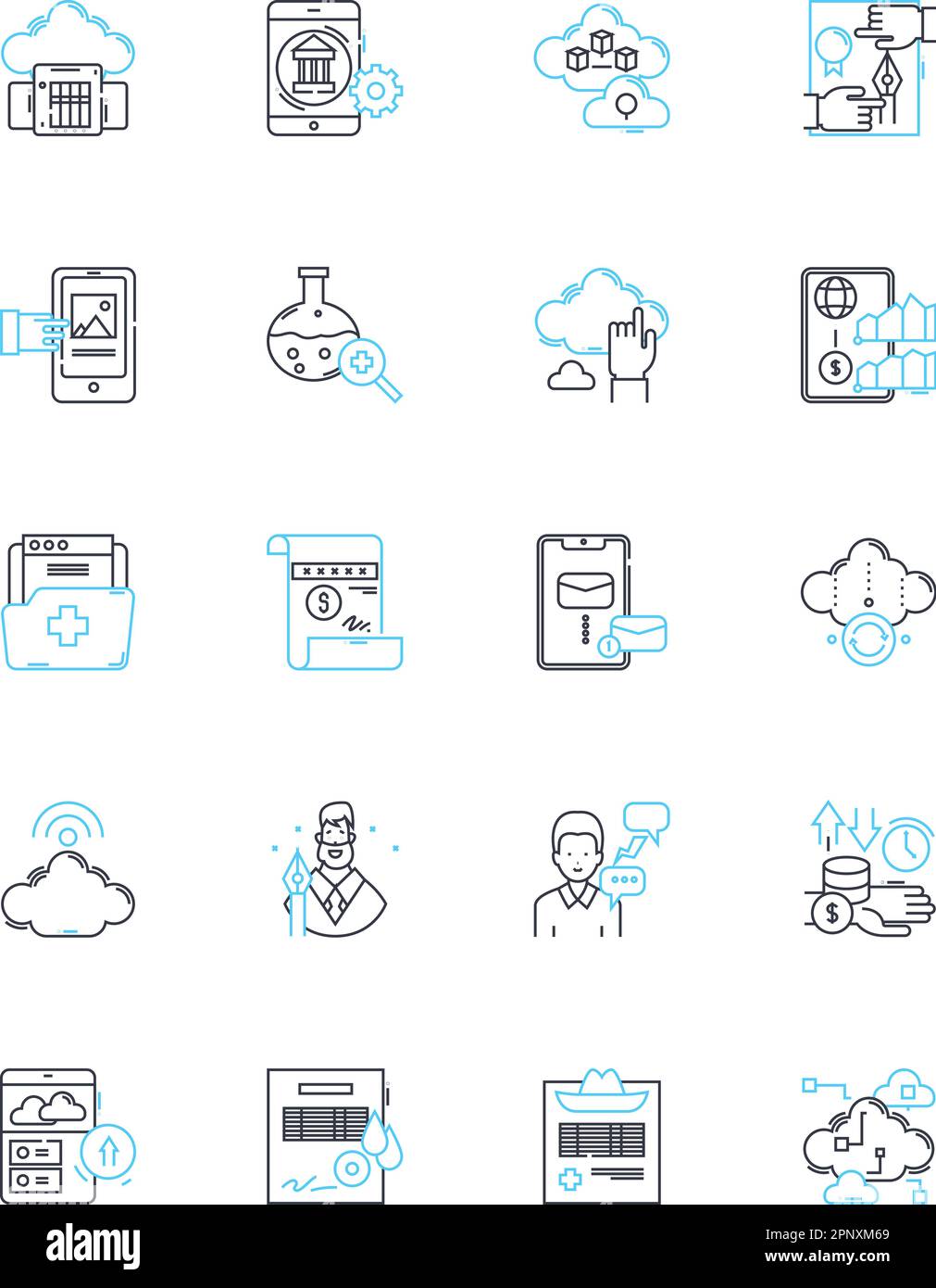 Social Mobile Linear Icons Set Connectivity Interactivity Sharing Accessibility Engagement