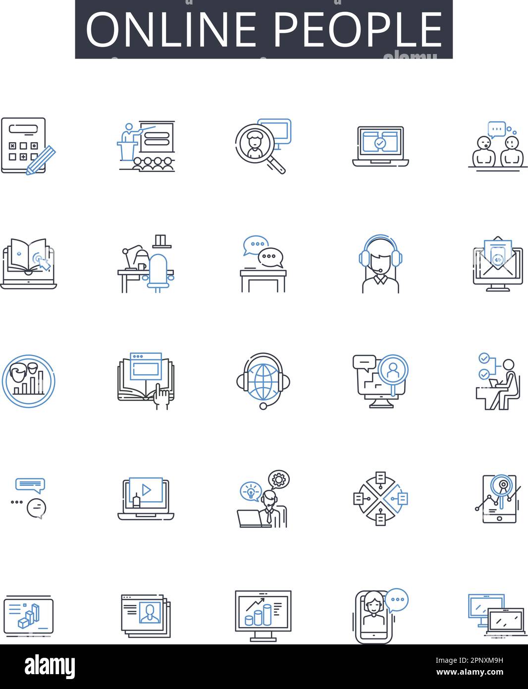 Online people line icons collection. Digital citizens, Internet users ...