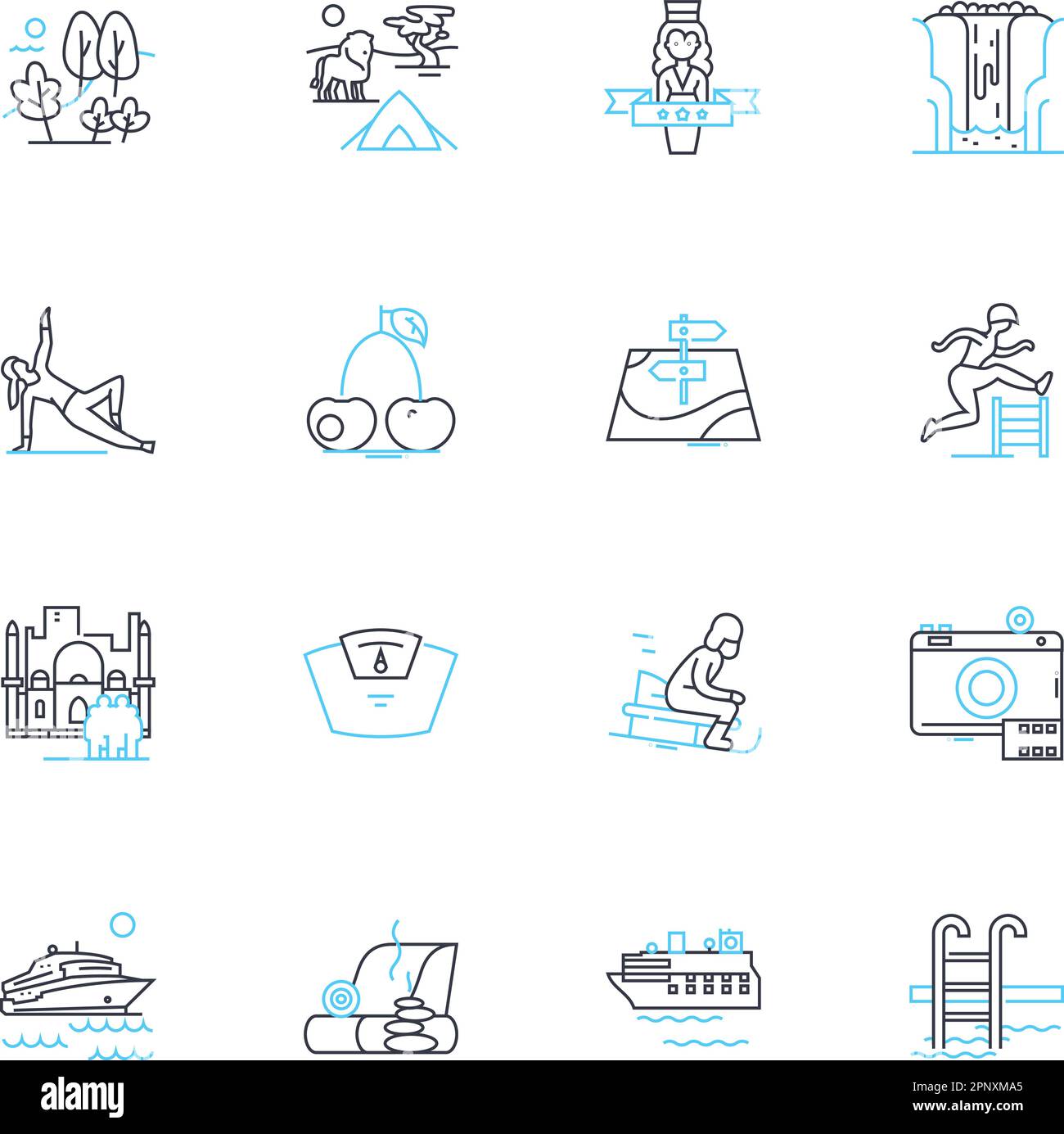 Balanced eating linear icons set. Nutrition, Wellness, Health, Balance ...