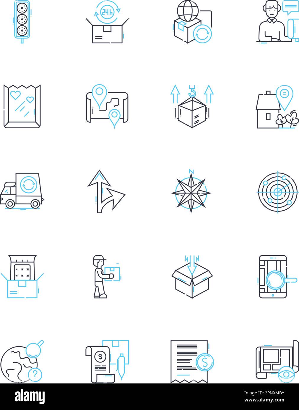 River delta linear icons set. Mangrove, Estuary, Sediment, Tributaries ...