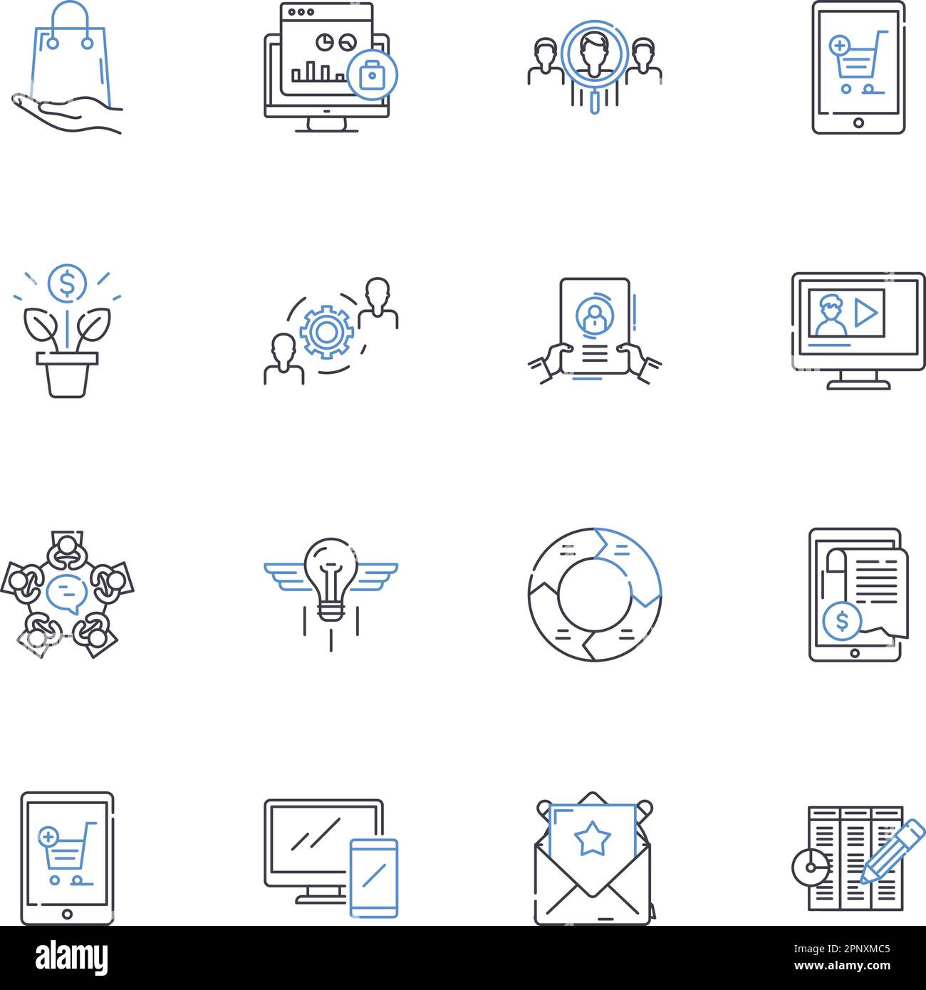 Commencing stage line icons collection. Inception, Launch, Beginning ...