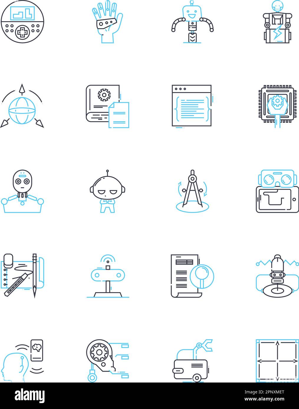 Layering technology linear icons set. Integration, Coherence, Process ...