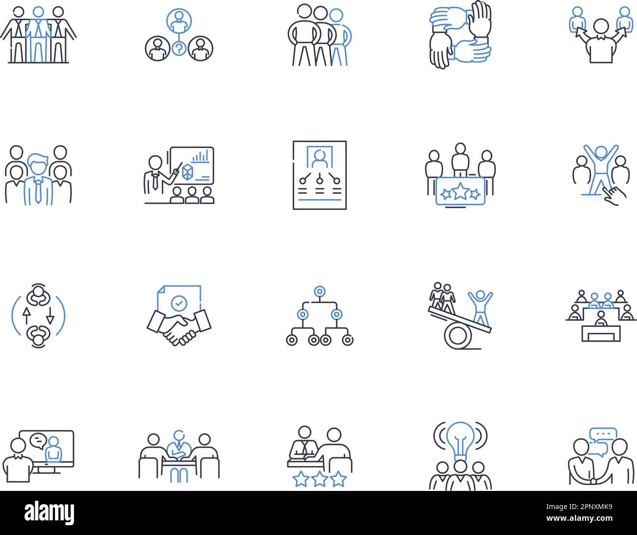 Collaborative Workers line icons collection. Synergy, Cooperation, Collaboration, Partnership ...