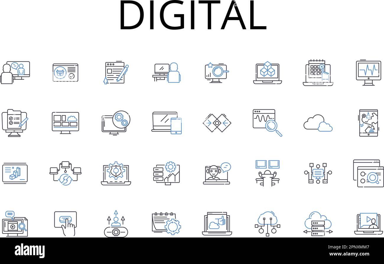 Digital line icons collection. Online, Electronic, Virtual, Cyber ...