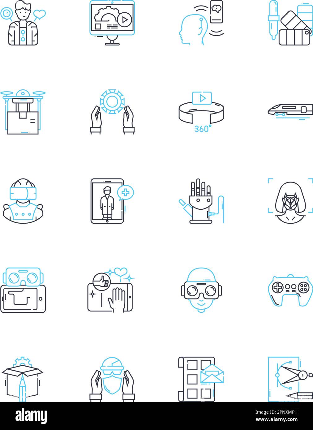 Digital Systems Linear Icons Set Automation Cloud Code Connectivity Cybersecurity Data