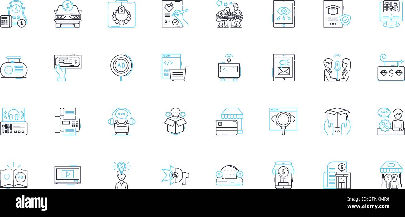 Branding agency linear icons set. Identity, Logos, Messaging, Strategy ...