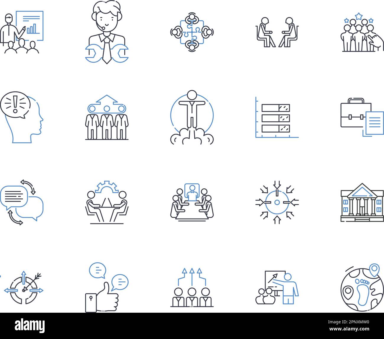 Workforce member line icons collection. Employee, Staff, Teammate, Co ...