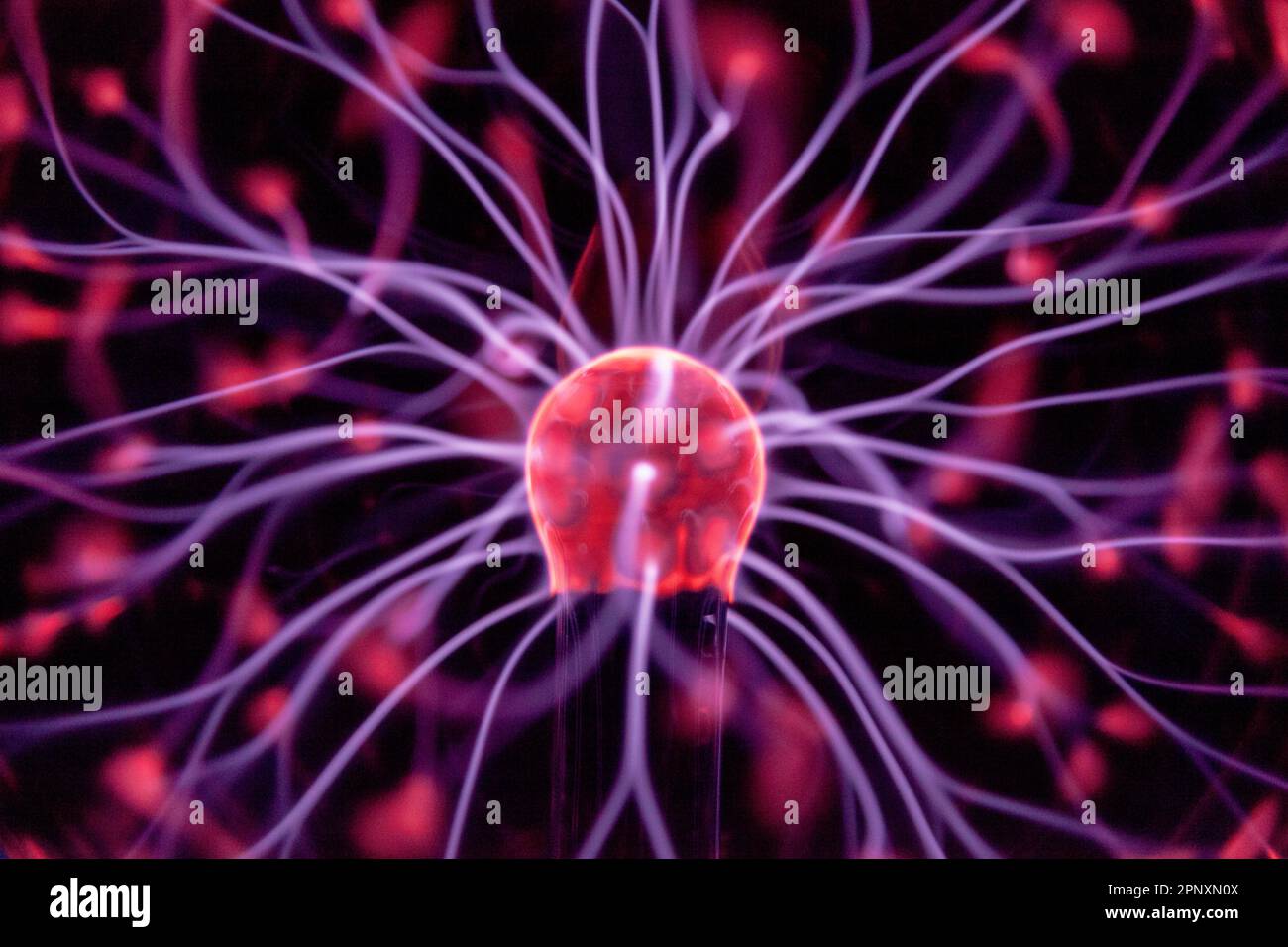 Close-up on the most beautiful light in physics, the plasma ball Stock ...