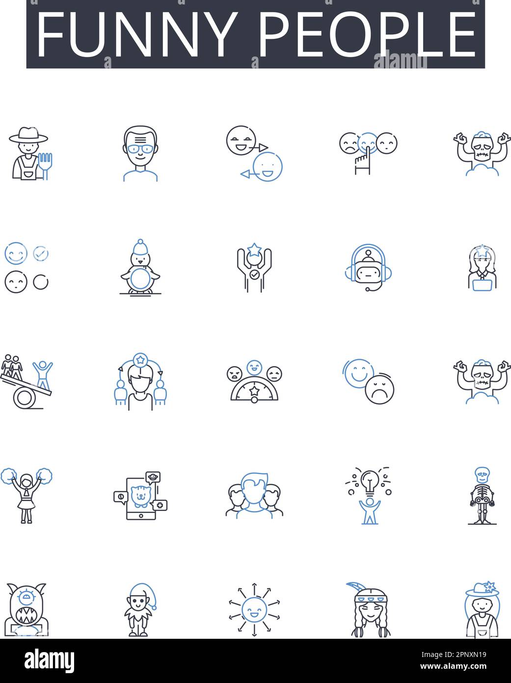 Funny people line icons collection. Comedians, Jokers, Clowns, Witty ...