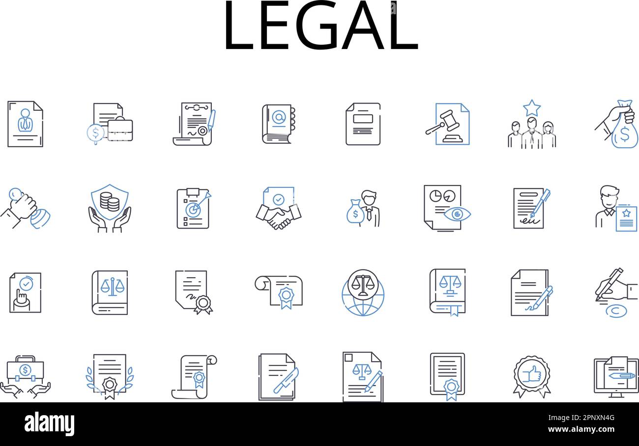 Legal line icons collection. Lawful, Authorized, Legitimate, Valid ...