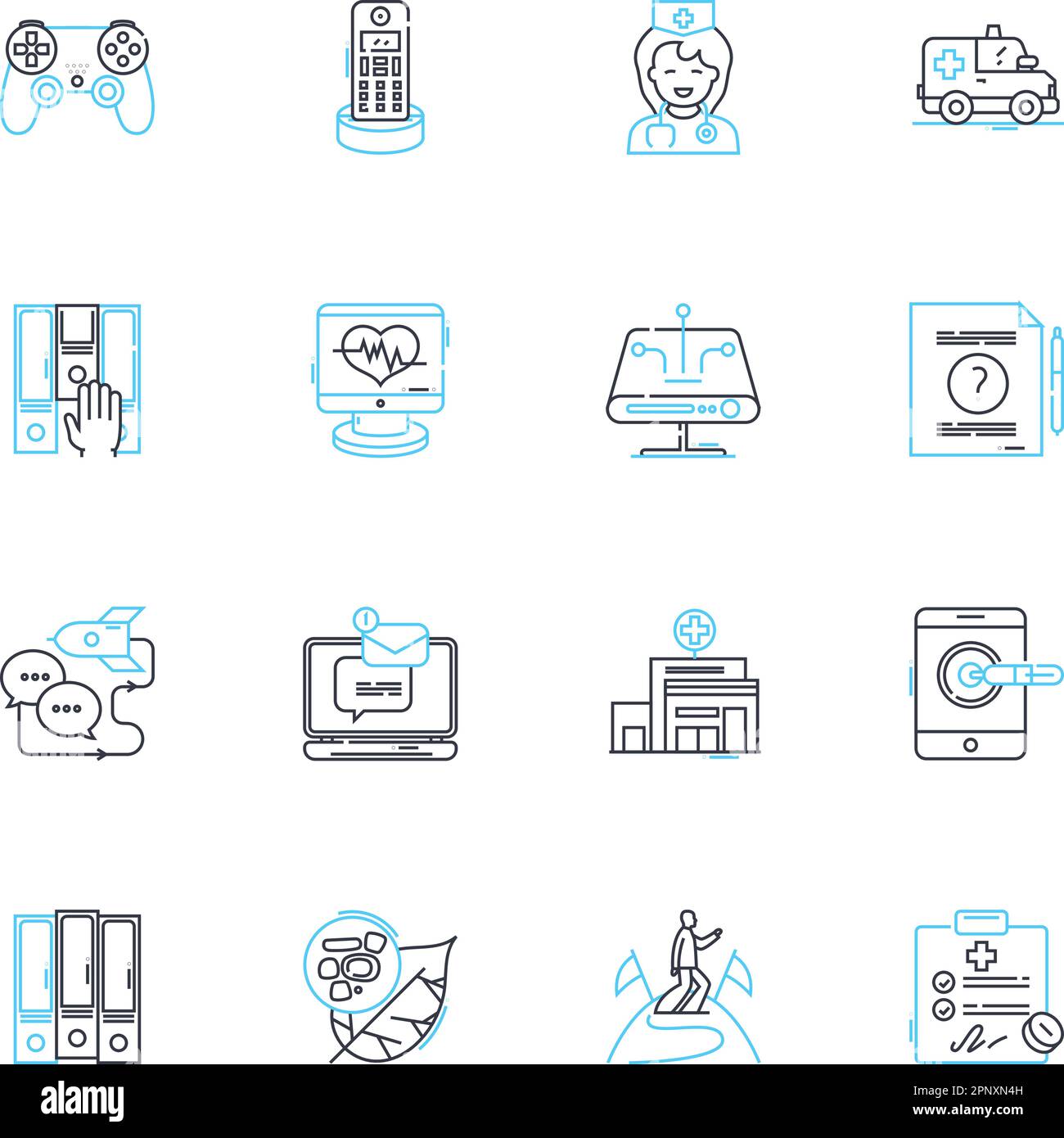 Microbiology linear icons set. Bacteria, Virus, Fungi, Antibiotics ...