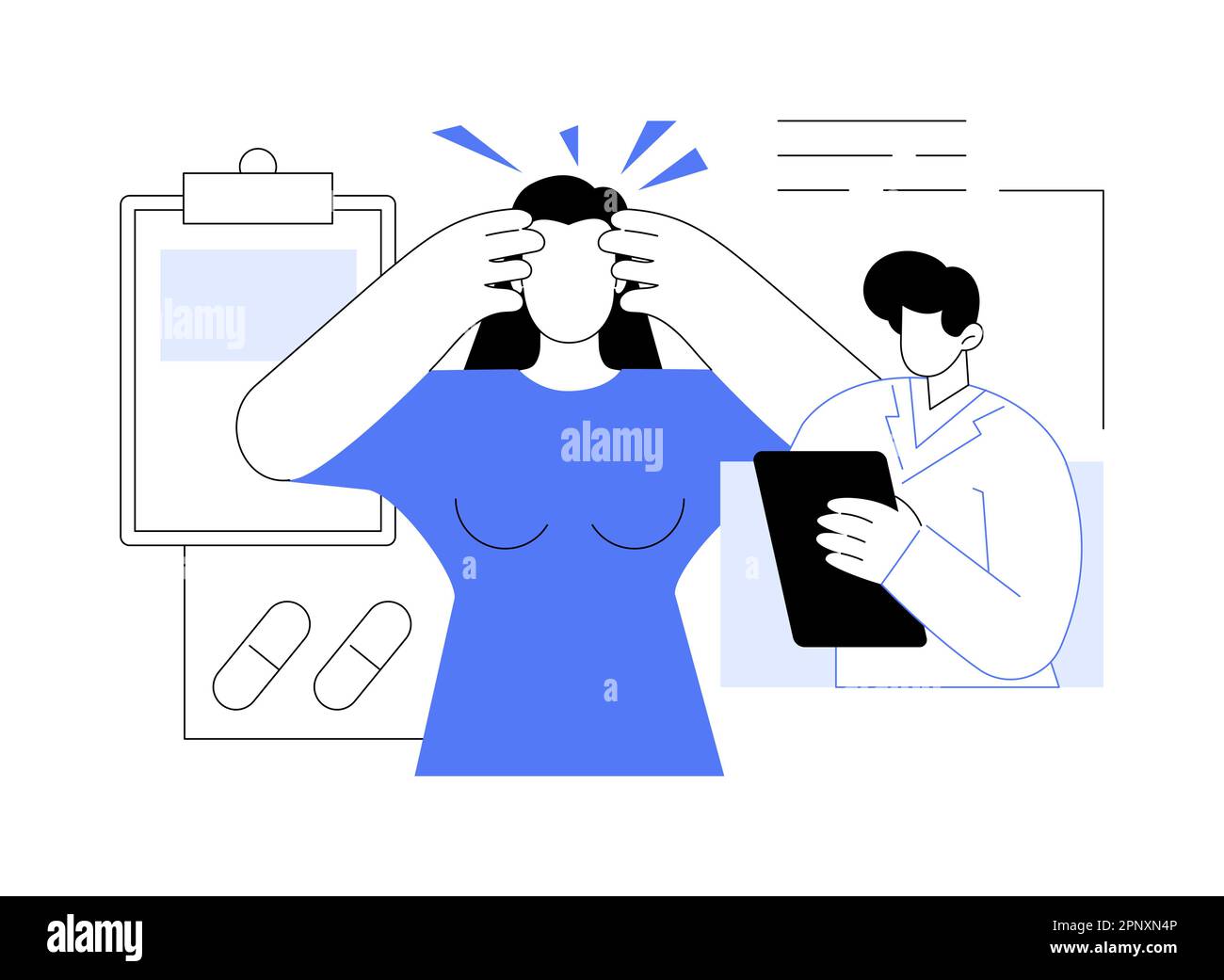 Headache and migraine abstract concept vector illustration Stock Vector ...