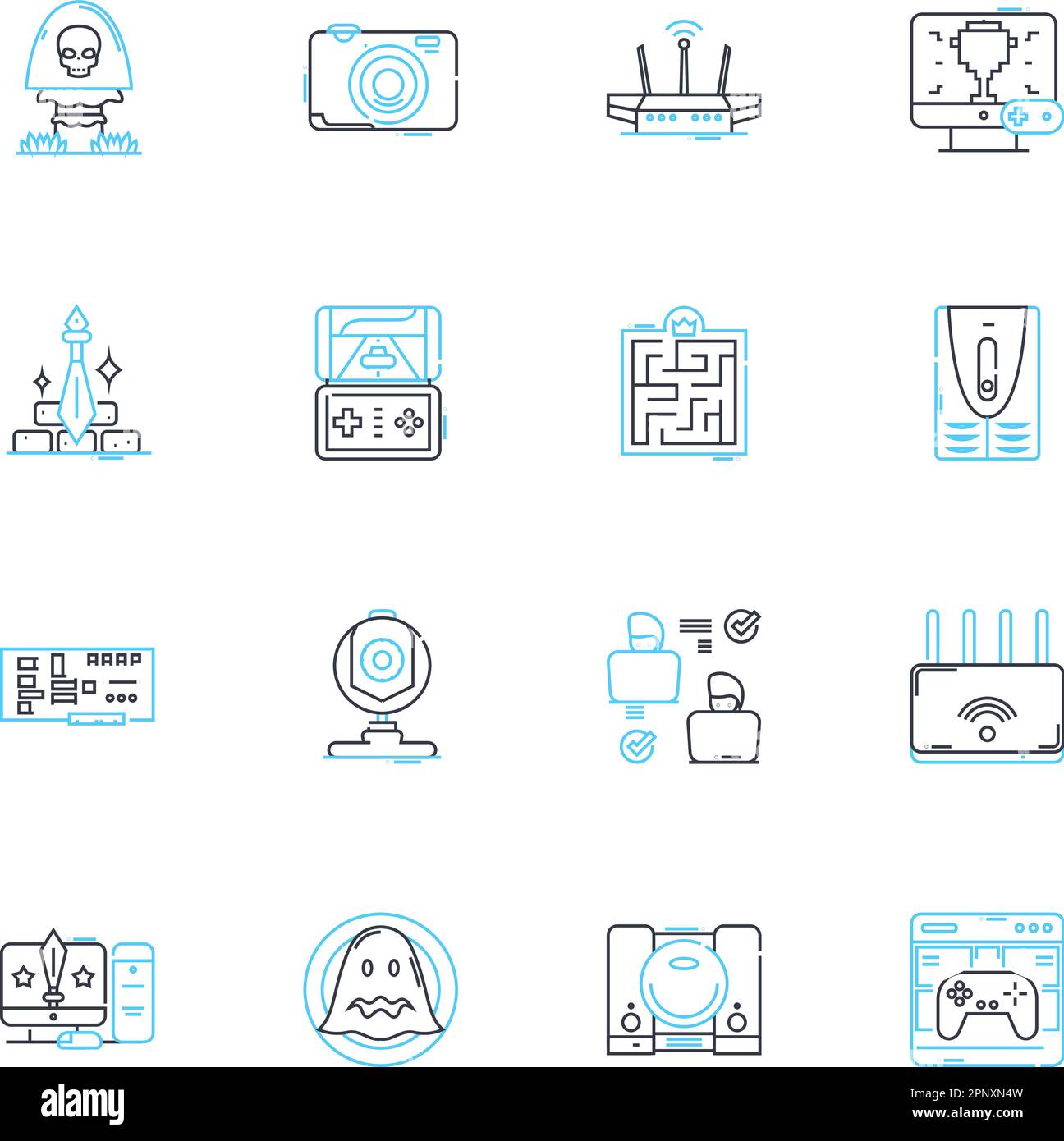 Car models linear icons set. Mustang, Corvette, Camaro, Charger ...