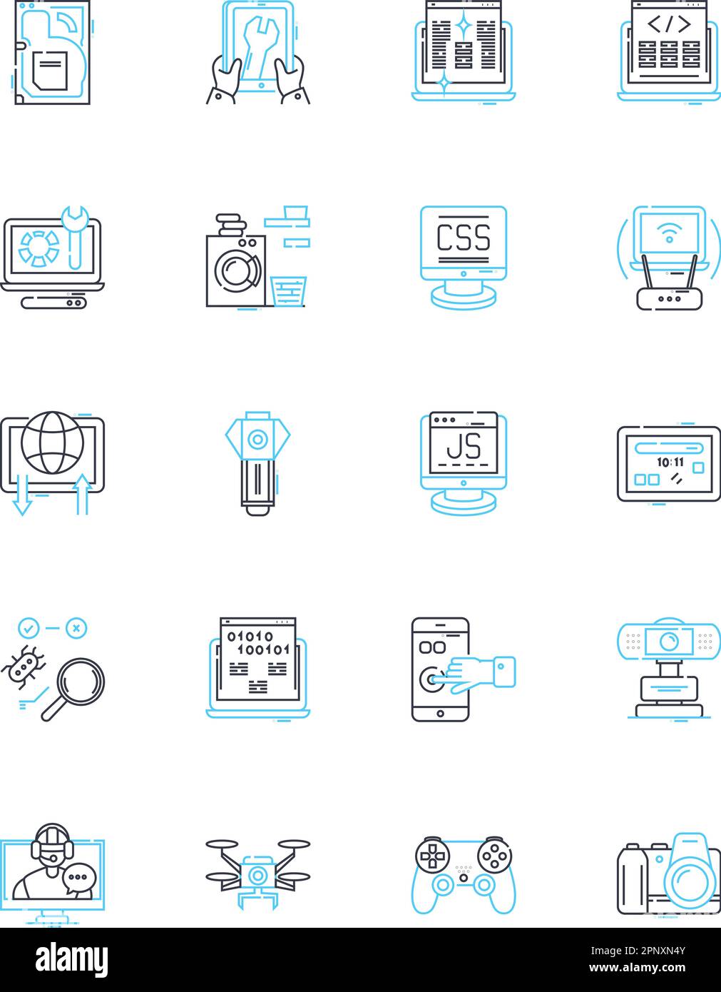 Online Platforms Linear Icons Set Efficiency Accessibility User Friendly Connectivity