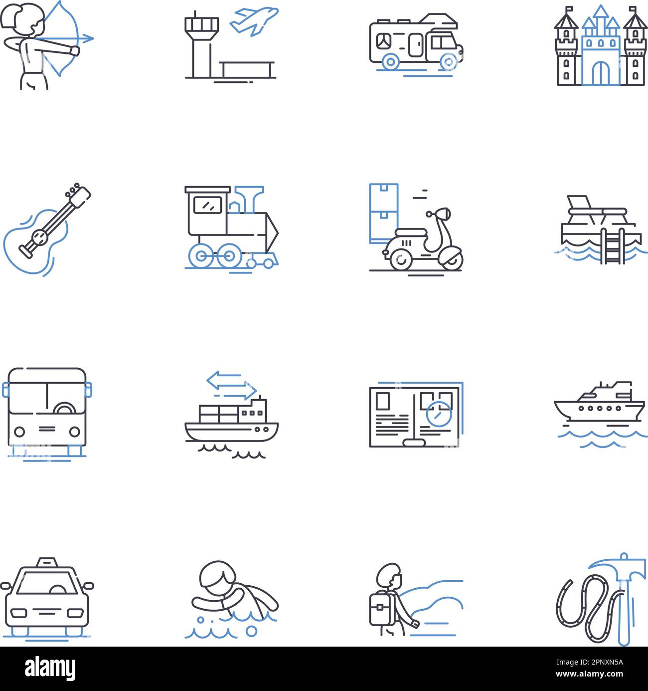 Trip line icons collection. Adventure, Escape, Explore, Wanderlust ...