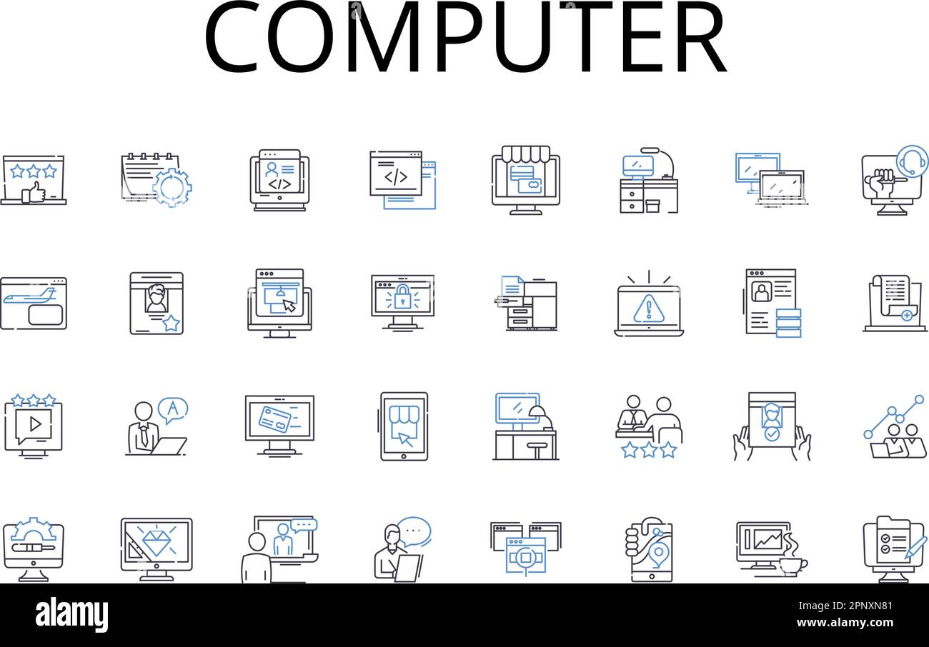 Computer line icons collection. Laptop, Desktop, Machine, Workstation ...
