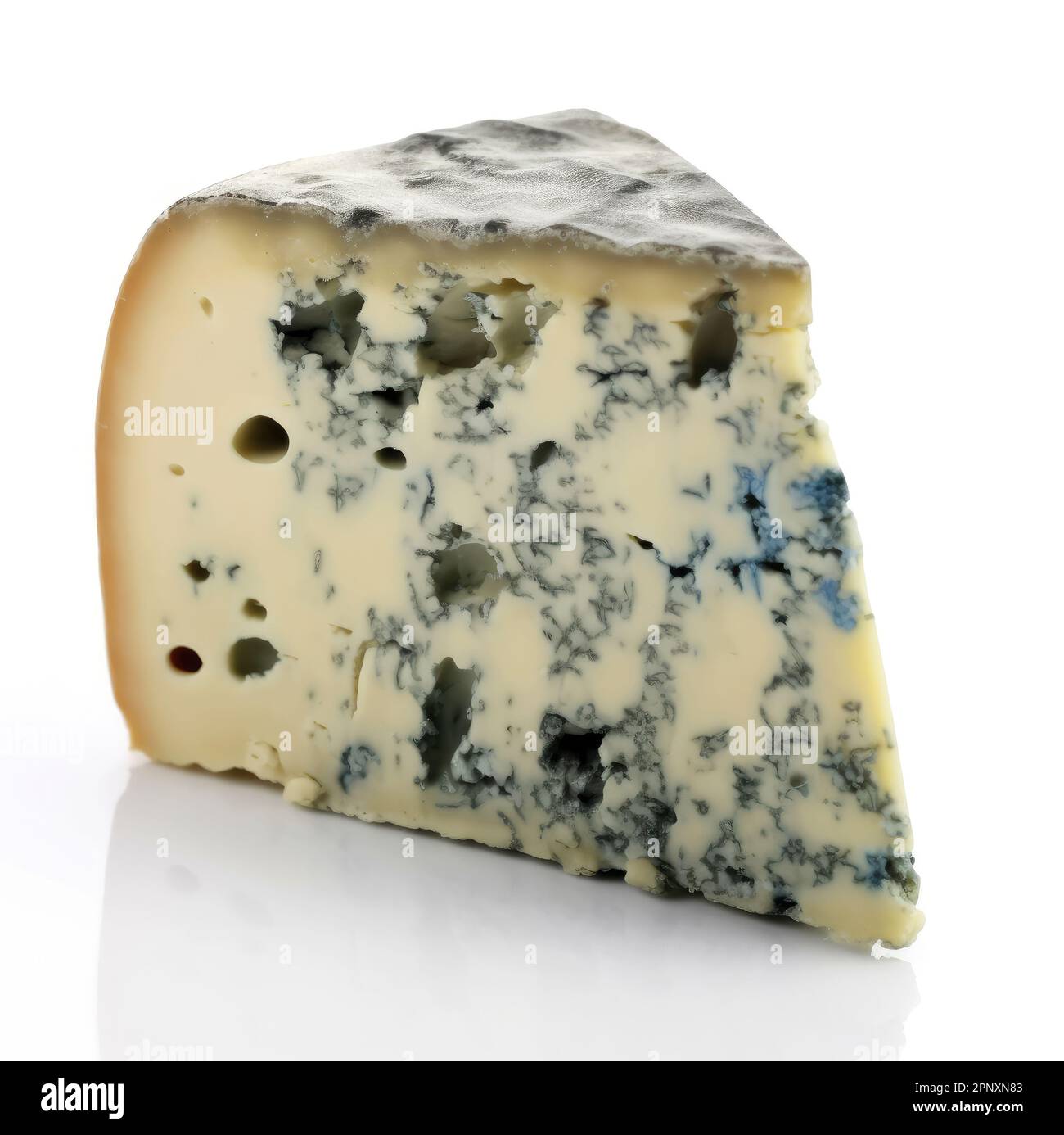 A large piece of blue mold cheese isolated on a white background Stock ...