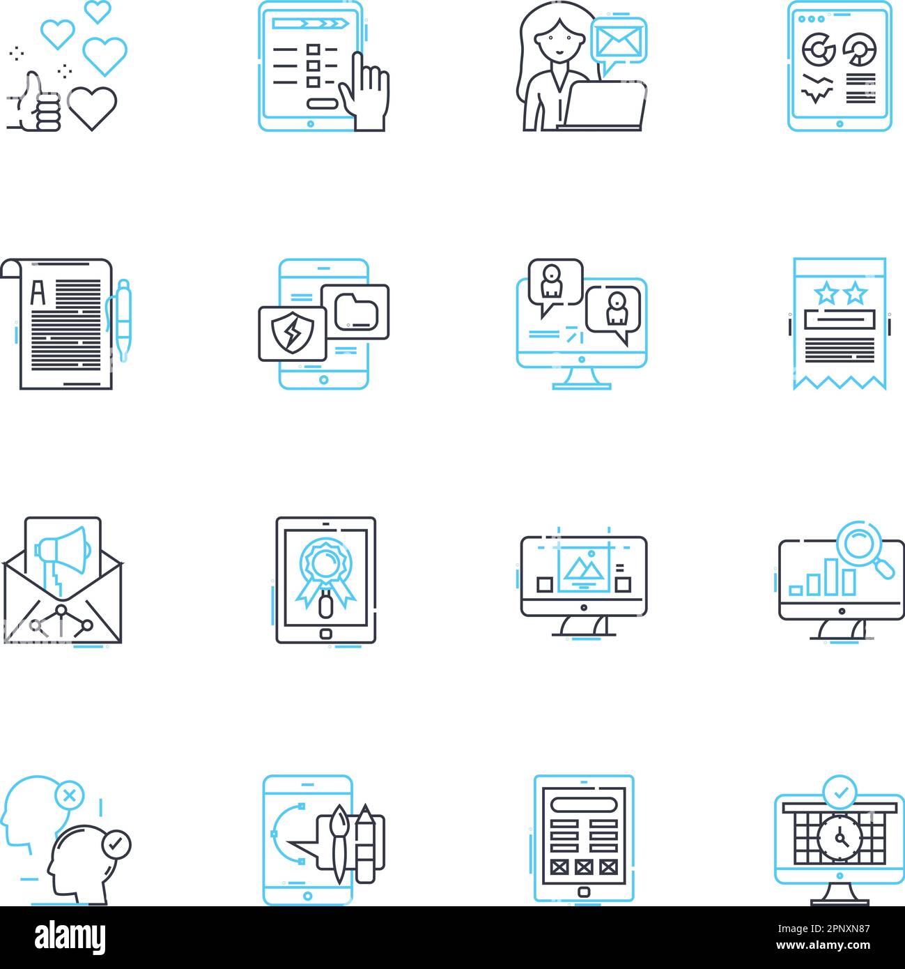 Innovative media linear icons set. Disruptive, Futuristic, Immersive ...