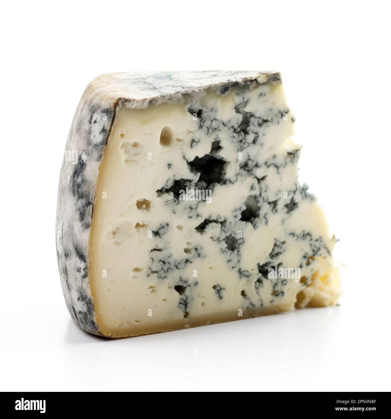 A large piece of blue mold cheese isolated on a white background Stock ...