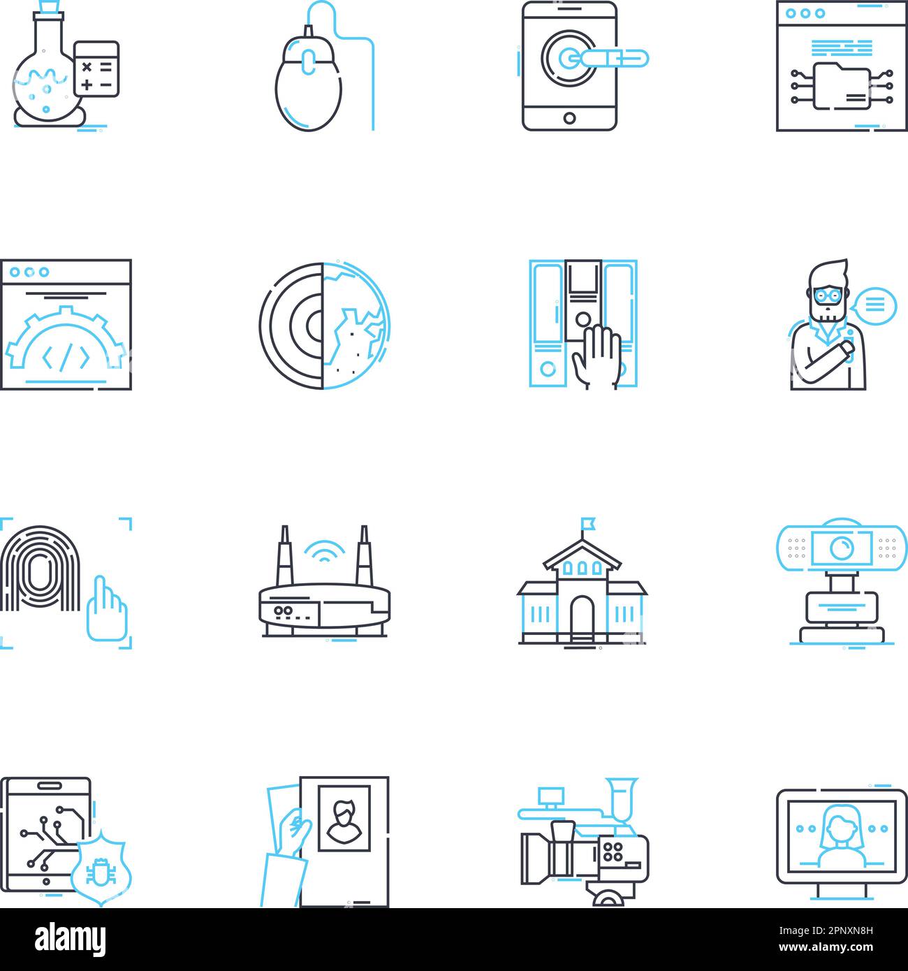 Education learning linear icons set. Knowledge, Classroom, Curriculum, Homework, Textbooks ...