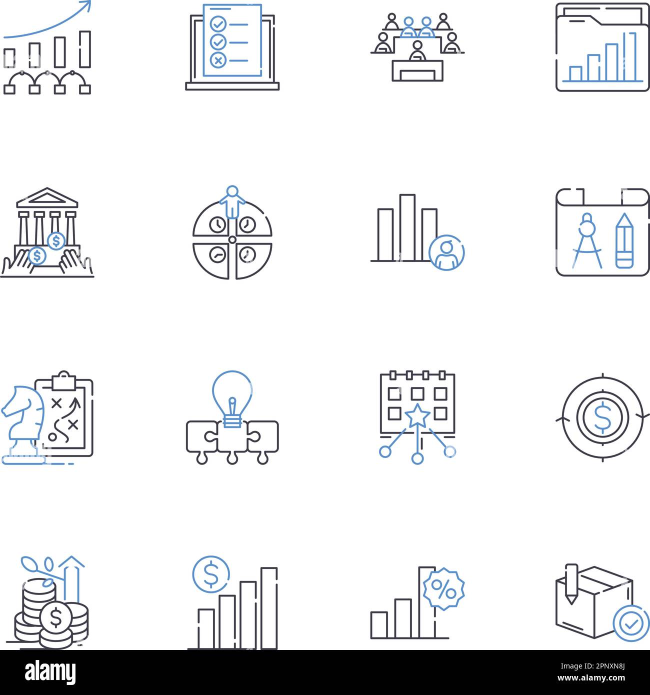 Market survey line icons collection. Research, Analysis, Demographics, Sampling, Questionnaire ...