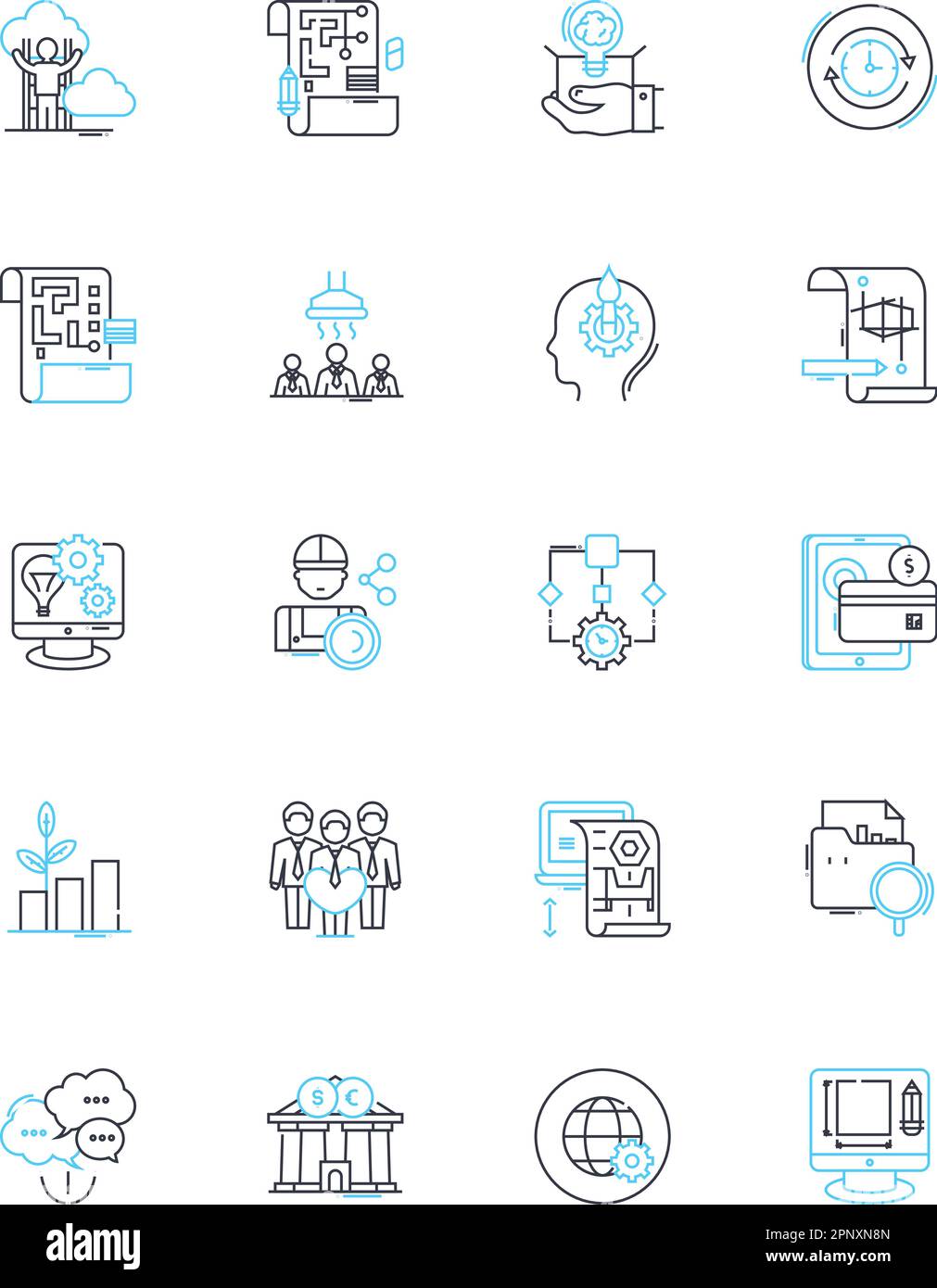 Organizational behavior linear icons set. Culture, Communication ...