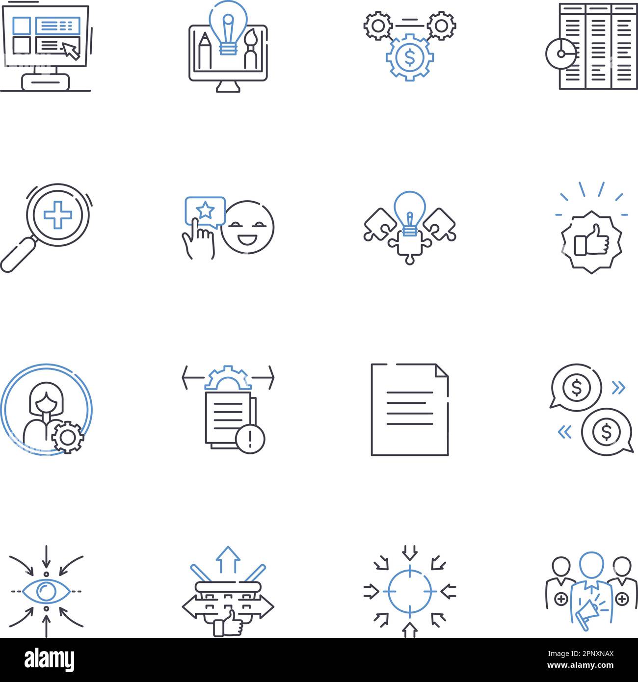 Interdependent bond line icons collection. Mutualism, Cooperation ...