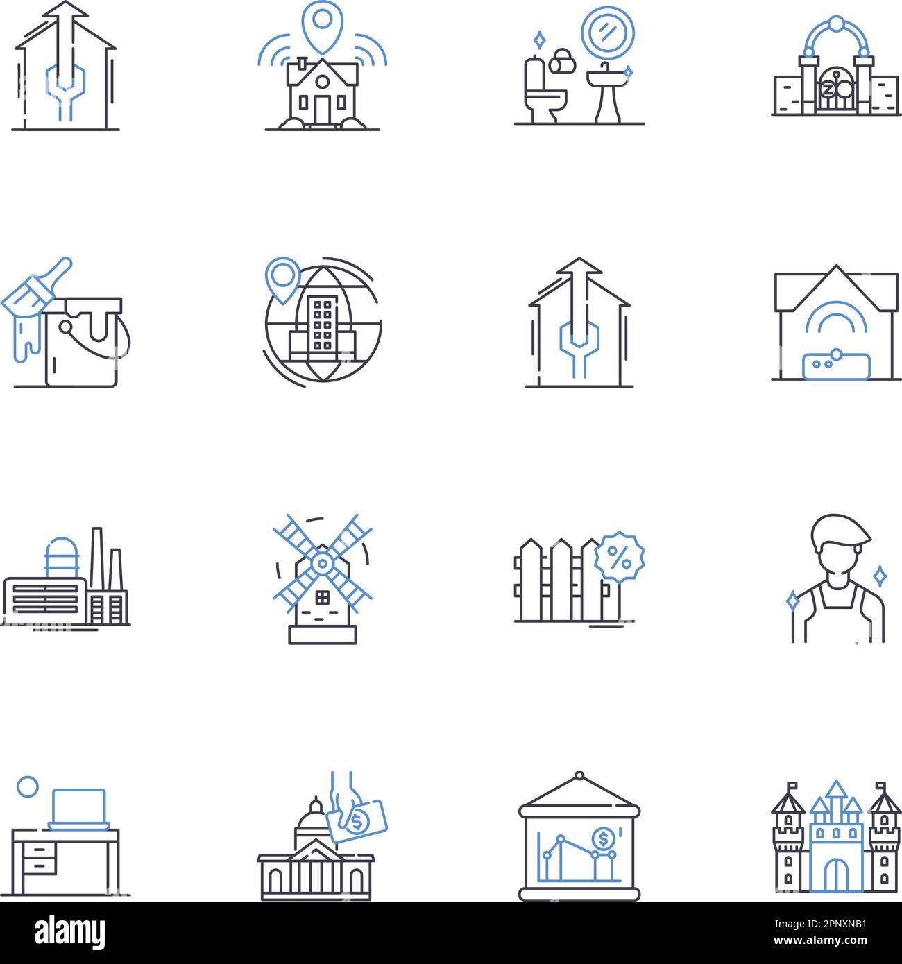 Property Management line icons collection. Leasing, Rent, Maintenance ...