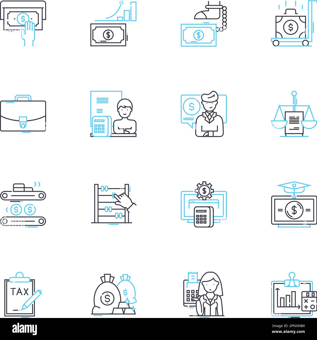 Investments and savings linear icons set. Diversification, Compound ...