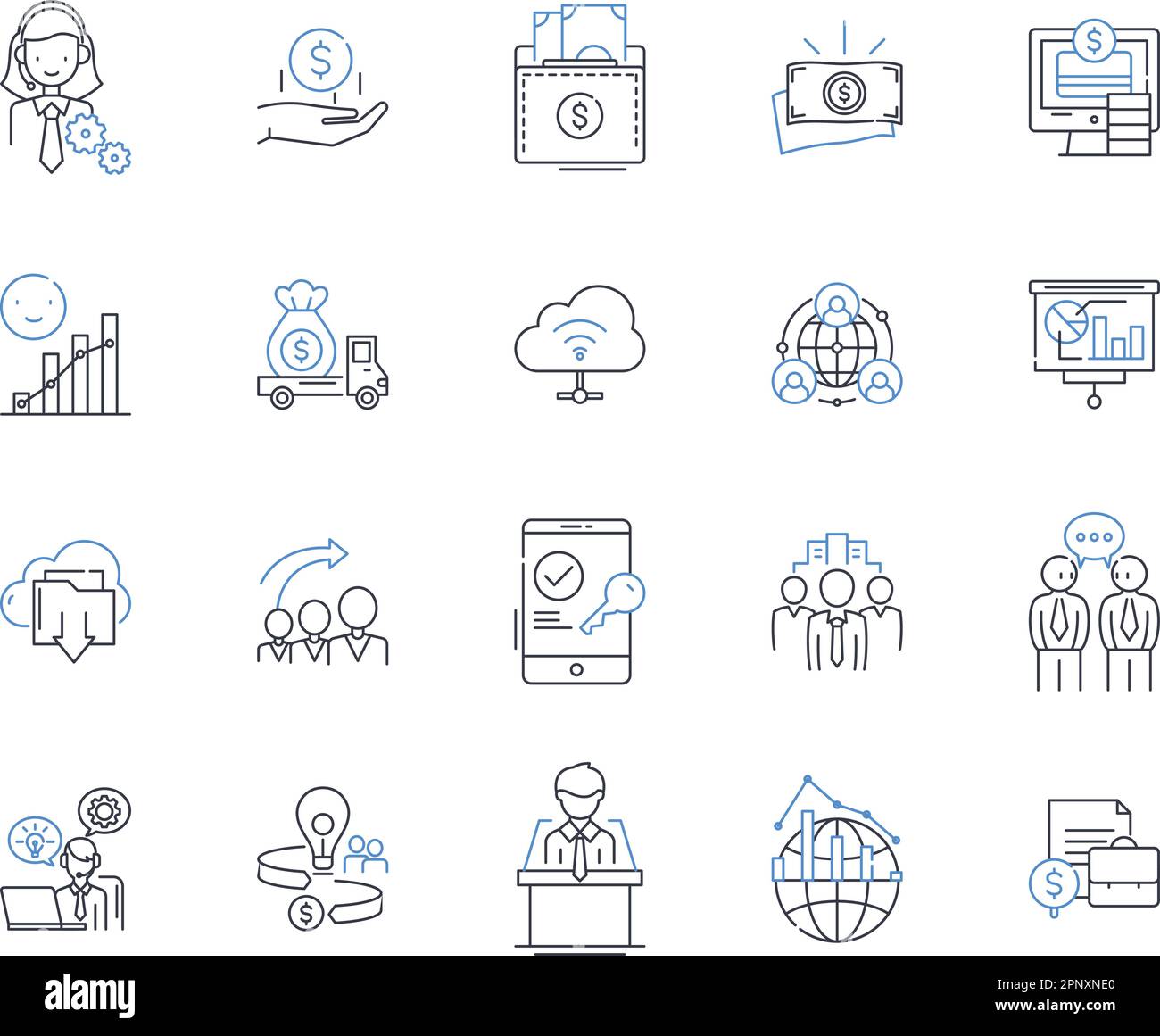 Reducing Expenses Line Icons Collection Frugality Cost Cutting