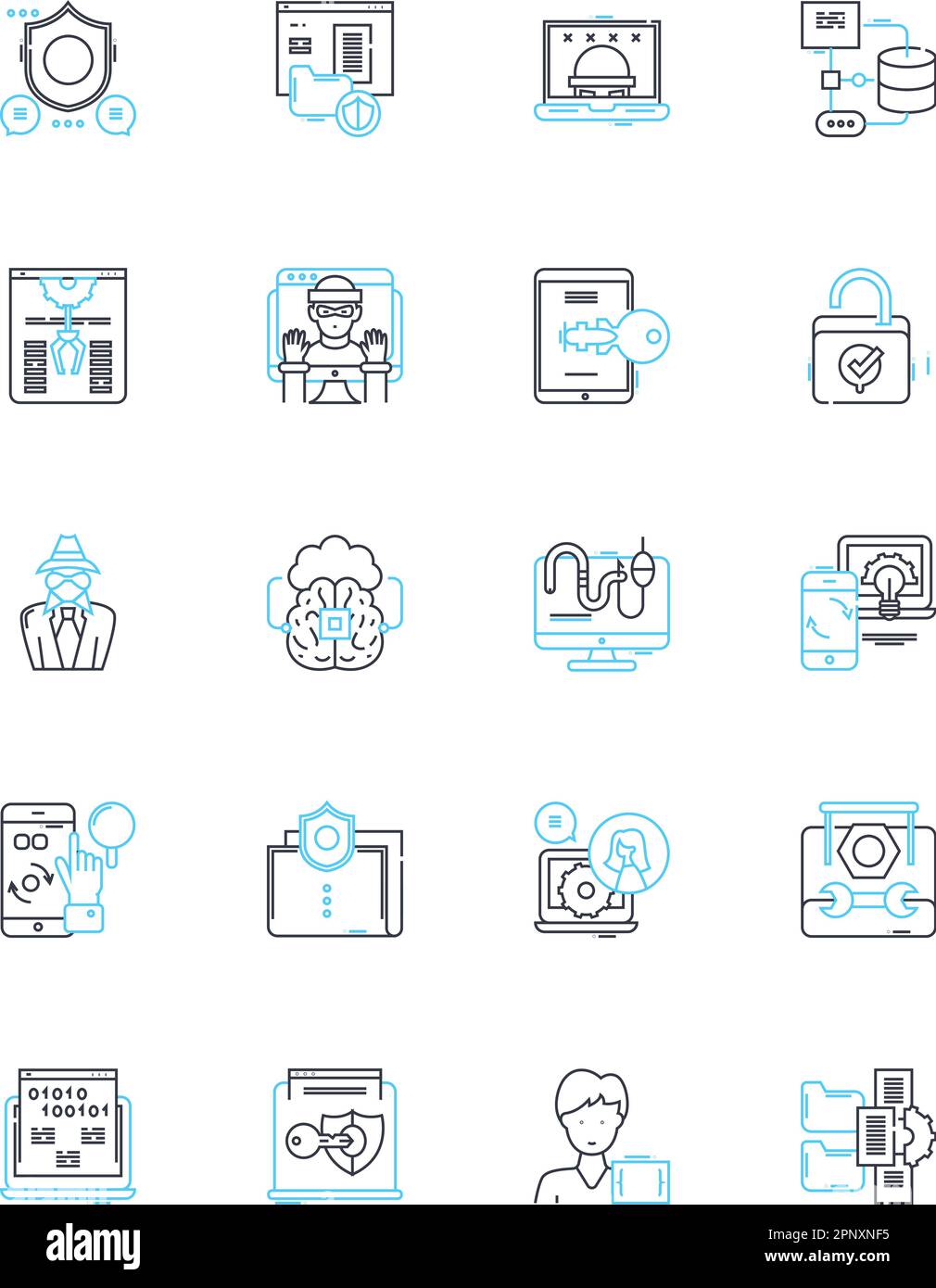 Internet realm linear icons set. Connectivity, Information, Worldwide ...