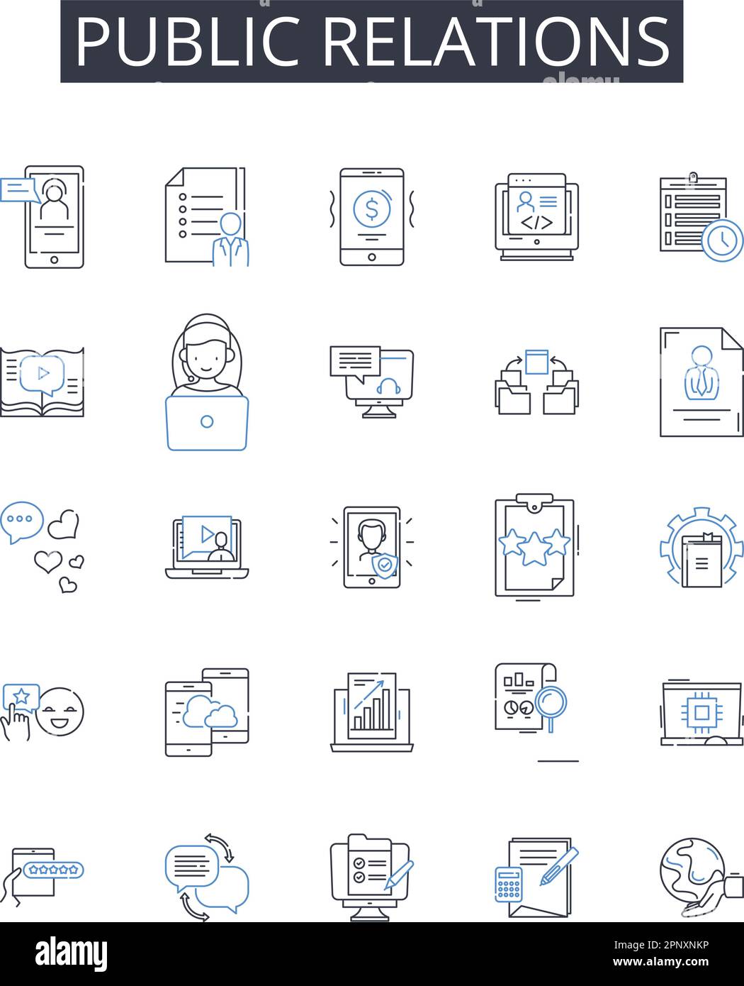 public relations line icons collection. Social media, Marketing ...