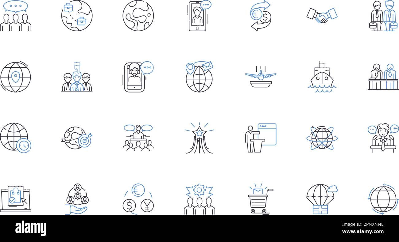 Intercontinental transactions line icons collection. Foreign, Currency ...