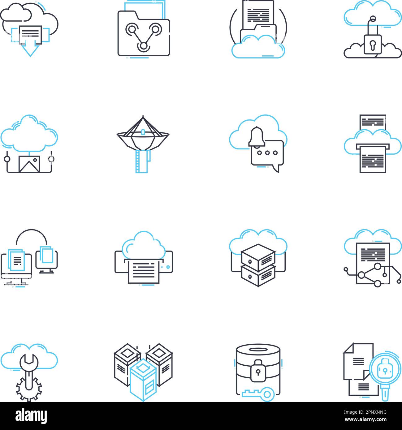 Online security linear icons set. Encryption, Firewall, Passwords ... Online security linear icons set. Encryption, Firewall, Passwords ...