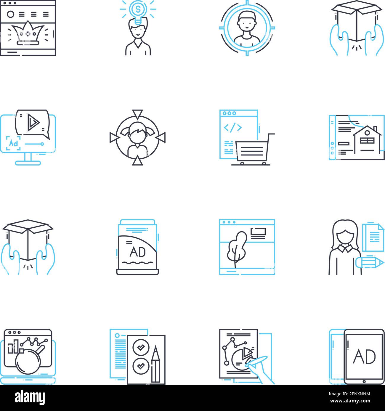 Business leadership linear icons set. Visionary, Decisive, Inspiring ...