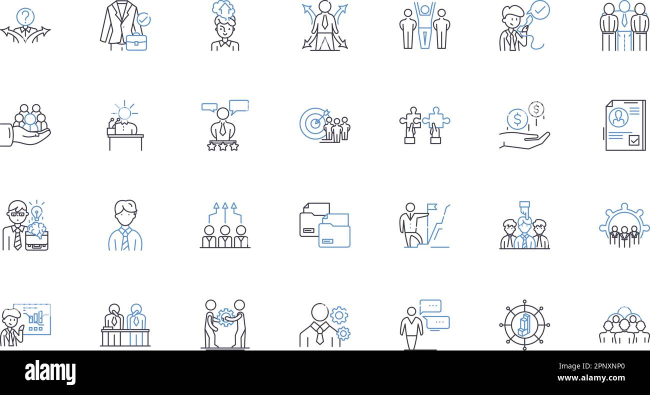 Managers line icons collection. Authority, Leadership, Responsibility, Delegation, Communication ...