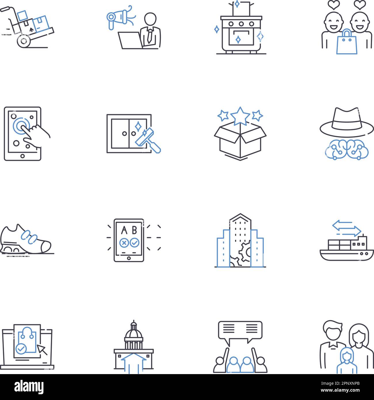 Smart packaging line icons collection. RFID, QR codes, NFC, Bio-based ...