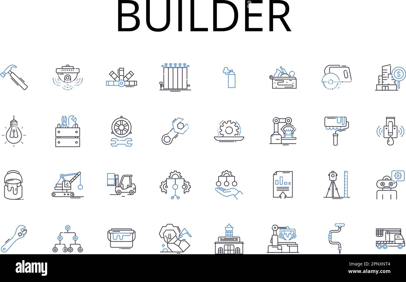 Builder line icons collection. Architect, Constructor, Contractor ...