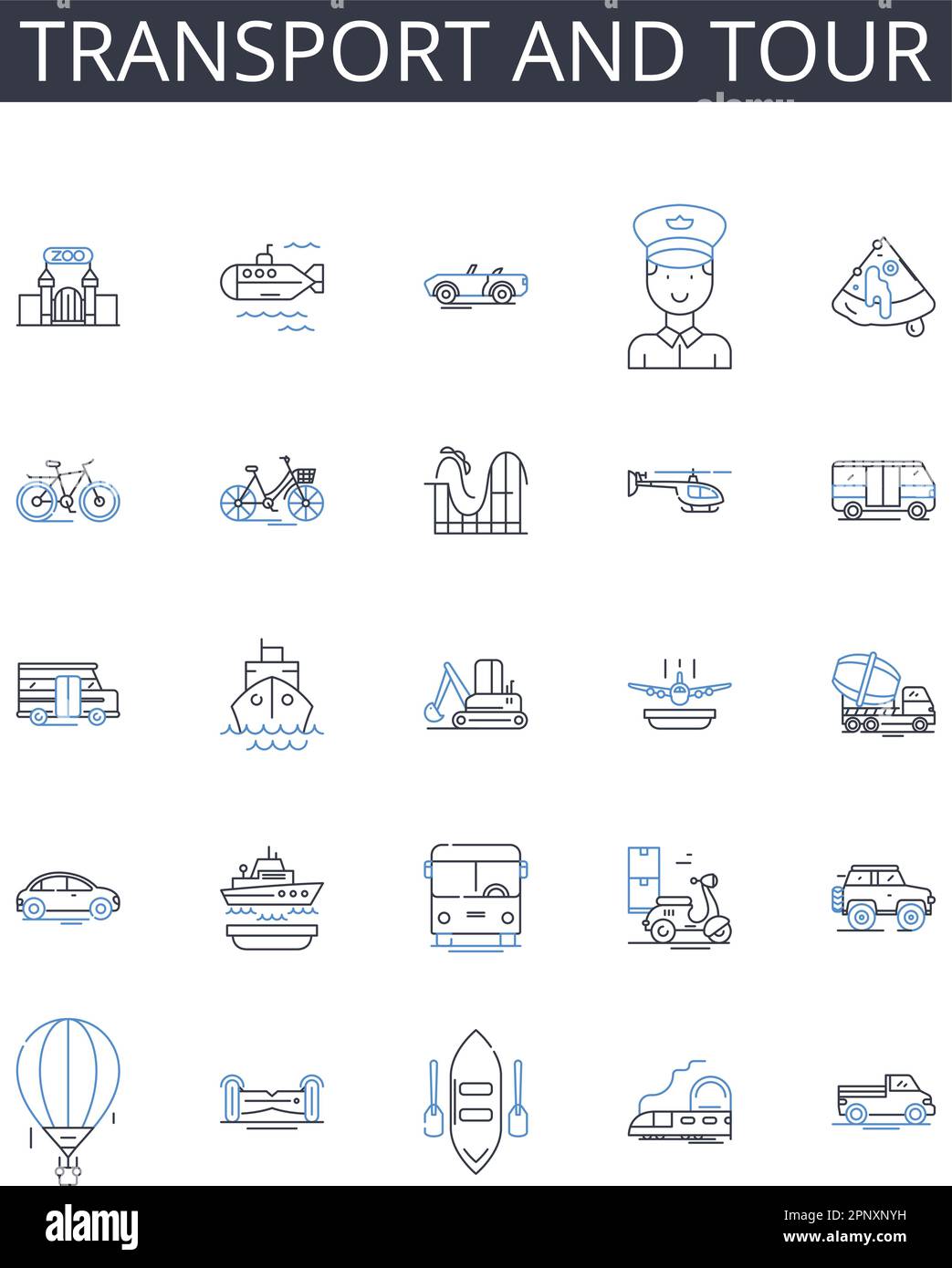 Transport and tour line icons collection. Commute, Travel, Journey ...
