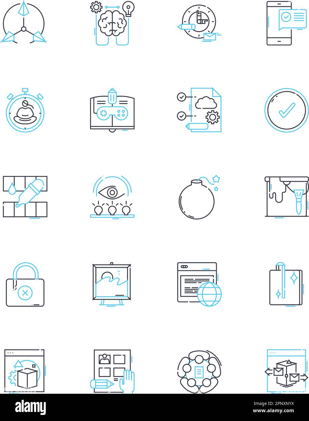 Perception and intuition linear icons set. Insight, Sensing, Sixth ...