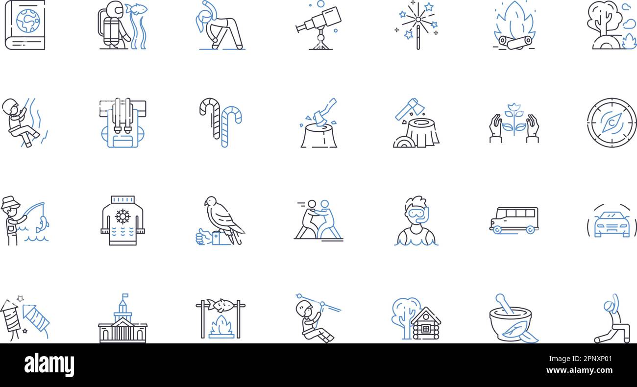 Time off line icons collection. Vacation, Break, Relaxation, Escape ...
