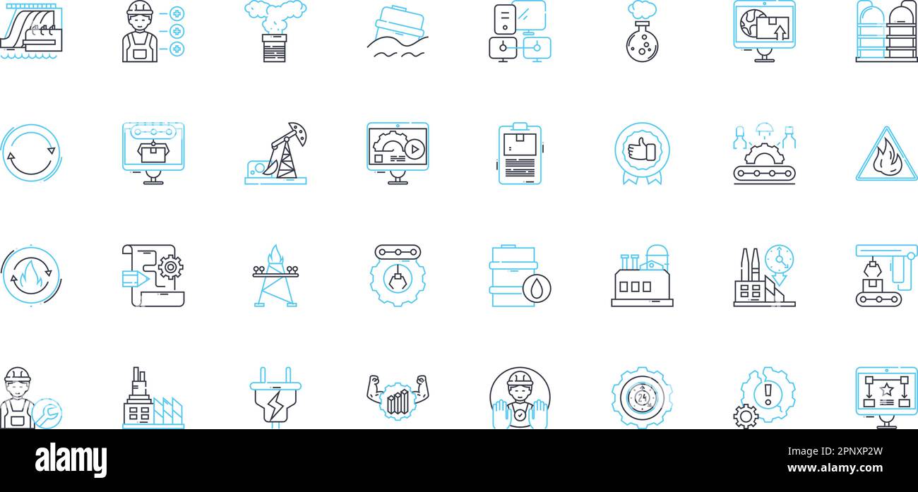 Digital Factory linear icons set. Automation, Innovation, Robotics ...